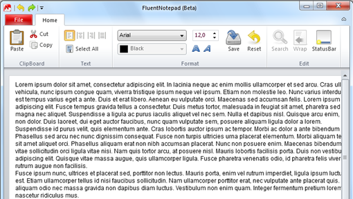 FluentNotepad - Notepad with the Ribbon interface